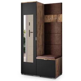 GARDEROBENSCHRANK VIRA 95/181/51 cm Modern Garderobe-Set Eiche Lefkas
