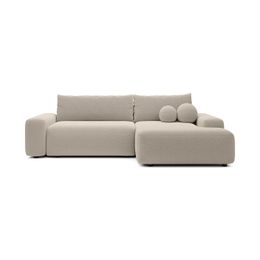 ECKSOFA RUOTA Beige Boucle-Stoff mit Schlaffunktion