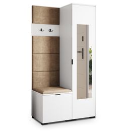 GARDEROBENSCHRANK VIRA 95/181/51 cm Modern Garderobe-Set Wei&szlig;