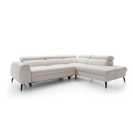 ECKSOFA NOTE Creme Chenille mit Schlaffunktion