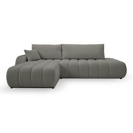 ECKSOFA GIOIA L-S Grau Boucle-Stoff mit Schlaffunktion