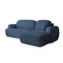 ECKSOFA MODENZA P R-S Blau Kordstoff mit Schlaffunktion