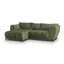 ECKSOFA VESTANO L-S Gr&uuml;n Velours-Stoff mit Schlaffunktion
