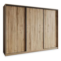 SCHWEBET&Uuml;RENSCHRANK NISSE 270/205/60 cm 3-t&uuml;rig Eiche Wotan