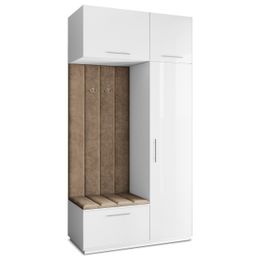 GARDEROBENSCHRANK REMA 120/240/60 cm Modern Garderobe-Set Wei&szlig;