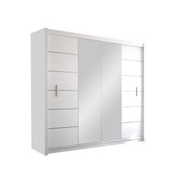 SCHWEBET&Uuml;RENSCHRANK KAYLE 203/215/61 cm 2-t&uuml;rig mit Spiegel Wei&szlig;