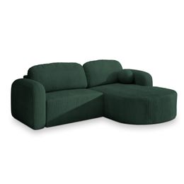 ECKSOFA AMILIA P R-S Gr&uuml;n Kordstoff mit Schlaffunktion