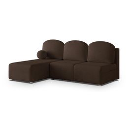 ECKSOFA TRAMA Braun Geflochtener Stoff mit Schlaffunktion