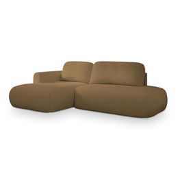 ECKSOFA NUVIRA L-S Orange Boucle-Stoff mit Schlaffunktion