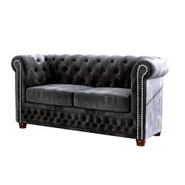CHESTERFIELD-SOFA 2-sitzer Lauren Schwarz Samt