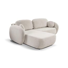 ECKSOFA AMICO L-S Creme Geflochtener Stoff mit Schlaffunktion