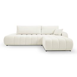 ECKSOFA GIOIA R-S Creme Boucle-Stoff mit Schlaffunktion
