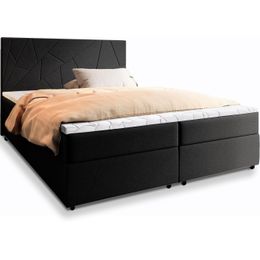BOXBETT MADO 160x200 cm mit Matratze und Topper - Schwarz