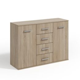 KOMMODE GIACOMO II 112/85/33 cm mit 4 Schubladen 2 T&uuml;ren Sonoma Eiche