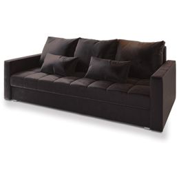 BETTSOFA SIRO Braun Pl&uuml;sch-Stoff mit Schlaffunktion