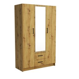 DREHT&Uuml;RENSCHRANK PINELLO 120/195/55cm 2-t&uuml;rig mit Spiegel Eiche Artisan