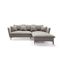 ECKSOFA SOLE Braun Pl&uuml;sch-Stoff mit Schlaffunktion