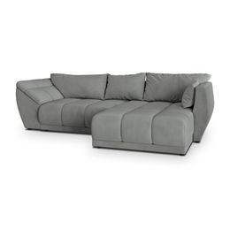ECKSOFA ORENTI R-S Grau Velours-Stoff mit Schlaffunktion