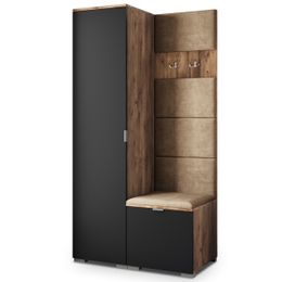 GARDEROBENSCHRANK LORI 95/181/51 cm Modern Garderobe-Set Eiche Lefkas