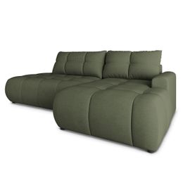 ECKSOFA FLUMA CL R-S Olivgr&uuml;n Samtstoff mit Schlaffunktion