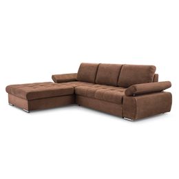 ECKSOFA SANDRO Orange Geflochtener Stoff mit Schlaffunktion