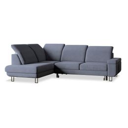 ECKSOFA LERMA L-S Grau Velours-Stoff mit Schlaffunktion