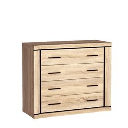 KOMMODE MALAGA 107/91/45cm mit 4 Schubladen T&uuml;ren Sonoma Eiche