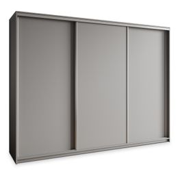SCHWEBET&Uuml;RENSCHRANK NISSE 250/205/60 cm 3-t&uuml;rig mit Schubladen Graphitfarben