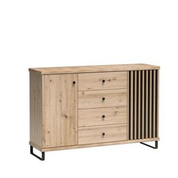 KOMMODE ALMERIA 142,1/85,4/40,6cm mit 4 Schubladen 1 T&uuml;ren Eiche Artisan