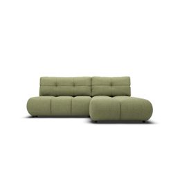 ECKSOFA CORSO R-S Gr&uuml;n Boucle-Stoff mit Schlaffunktion