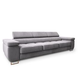 BETTSOFA MOSINE Hellgrau Velours-Stoff mit Schlaffunktion