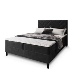 BOXBETT ROKIS 140x200 cm mit Matratze und Topper - Schwarz