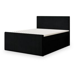 BOXBETT TERVAN 180x200 cm mit Matratze und Topper - Schwarz