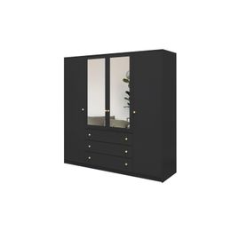 DREHT&Uuml;RENSCHRANK GALIO 196/200/57,5 cm 4-t&uuml;rig mit Spiegel Schwarz