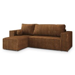 ECKSOFA RAVELO T Kupferfarben Kordstoff mit Schlaffunktion