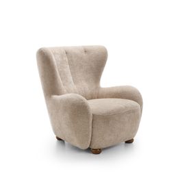 SESSEL MIST, Polstersessel Klassisch Loungesessel, Chenille-Stoff Beige