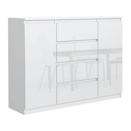 KOMMODE NUDO 120/101,5/39cm mit 4 Schubladen 2 T&uuml;ren Wei&szlig;
