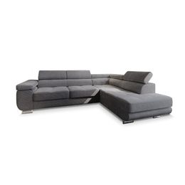 ECKSOFA APIRO R-S Graphitfarben Kordstoff mit Schlaffunktion