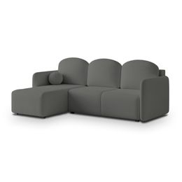 ECKSOFA SUVINO Grau Boucle-Stoff mit Schlaffunktion
