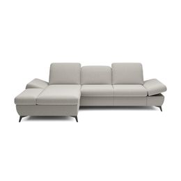 ECKSOFA FELICE L-S Beige Geflochtener Stoff mit Schlaffunktion