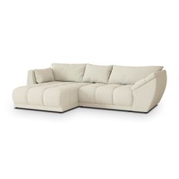 ECKSOFA ORENTI L-S Creme Boucle-Stoff mit Schlaffunktion