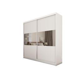 SCHWEBET&Uuml;RENSCHRANK ROSALIA 200/216/61 cm 2-t&uuml;rig mit Spiegel Wei&szlig;