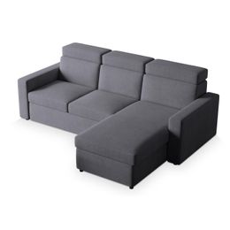 ECKSOFA PADWA Grau Kordstoff mit Schlaffunktion