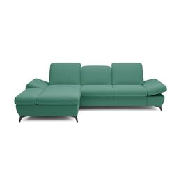 ECKSOFA FELICE L-S Gr&uuml;n Geflochtener Stoff mit Schlaffunktion