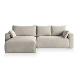 ECKSOFA FORIL Creme Velours-Stoff mit Schlaffunktion