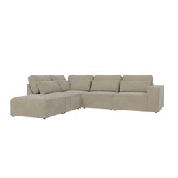 ECKSOFA modularer Leox Beige Samt-Stoff