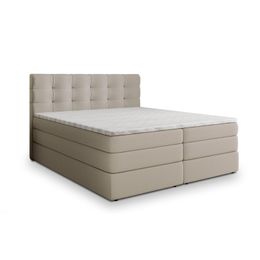 BOXSPRINGBETT AREZI 140x200 cm mit Matratze und Topper - Beige