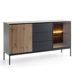 SIDEBOARD SENTIERO 154/83/39 cm mit LED 3 Schubladen und 2 T&uuml;ren Schwarz