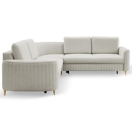 ECKSOFA VELA L-S Hellgrau Velours-Stoff mit Schlaffunktion