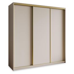 SCHWEBET&Uuml;RENSCHRANK NISSE 180/205/60 cm 3-t&uuml;rig mit Schubladen Kaschmir